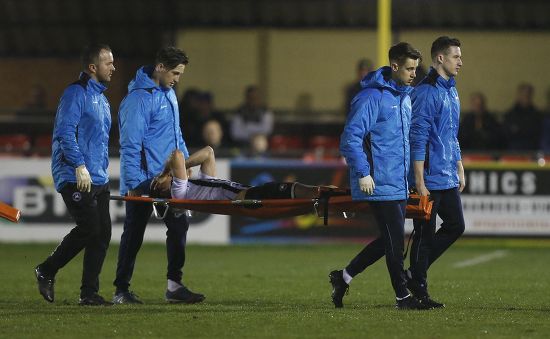 Torquay Uniteds Dan Sparkes Stretchered Off Editorial Stock Photo ...