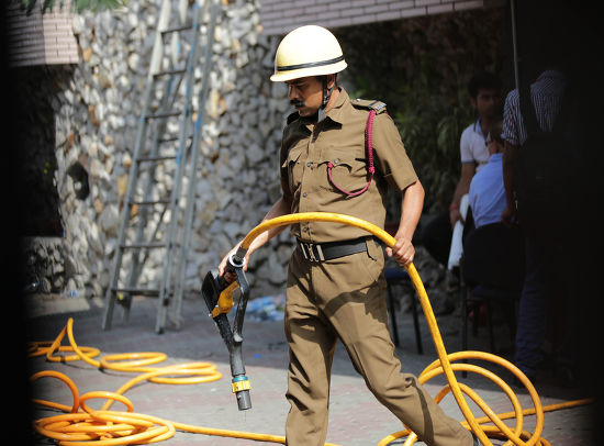 Indian Firefighters Work Extinguish Fire That Editorial Stock Photo ...