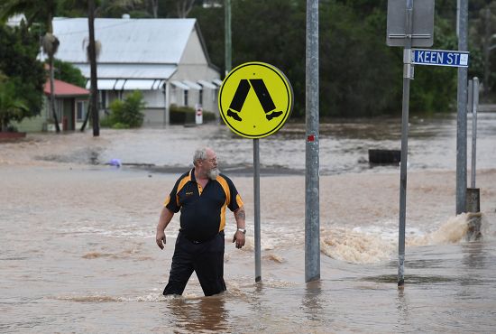 Man Walks Down Flooded Street After Editorial Stock Photo - Stock Image ...