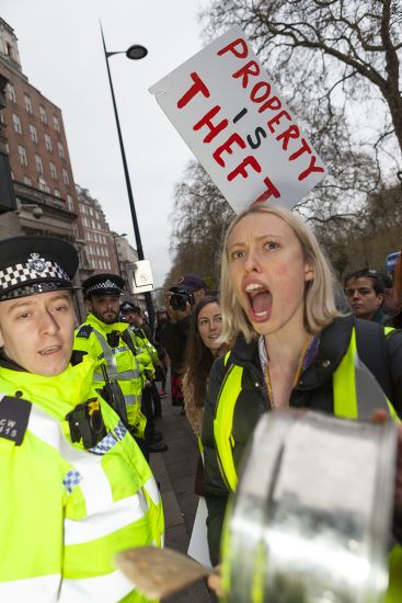 Social Housing Campaigners Hold Protest Outside Editorial Stock Photo ...