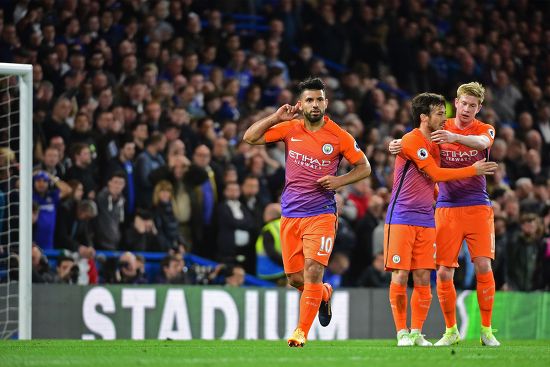 Manchester City Forward Sergio Aguero Celebrates Editorial Stock Photo ...