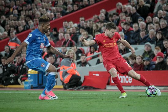 James Milner Captain Liverpool Crosses Ball Editorial Stock Photo ...