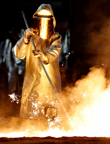 Steel Worker Takes Steel Sample Blast Editorial Stock Photo - Stock ...