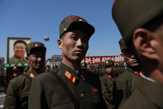 North Korean Soldiers March Along Ryo Editorial Stock Photo - Stock ...