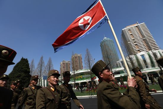 North Korean Soldiers March Along Ryo Editorial Stock Photo - Stock ...