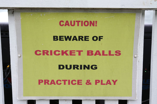 Caution Beware Cricket Balls Signage During Editorial Stock Photo ...