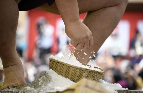 Sumo Wrestler Grabs Salt During Honozumo Editorial Stock Photo - Stock ...