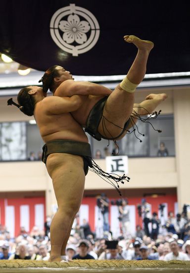 Sumo Wrestlers Perform Acrobatics During Demonstration Editorial Stock ...
