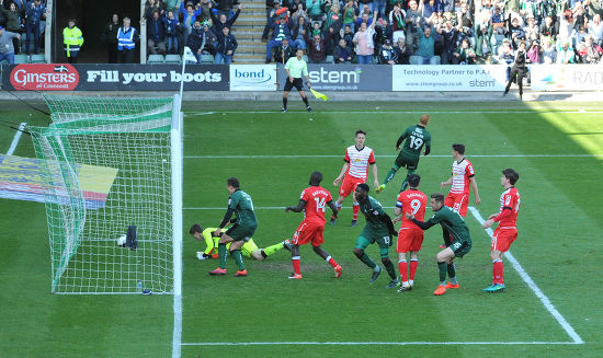 Plymouths Nathan Blissett Scores 21 During Editorial Stock Photo ...
