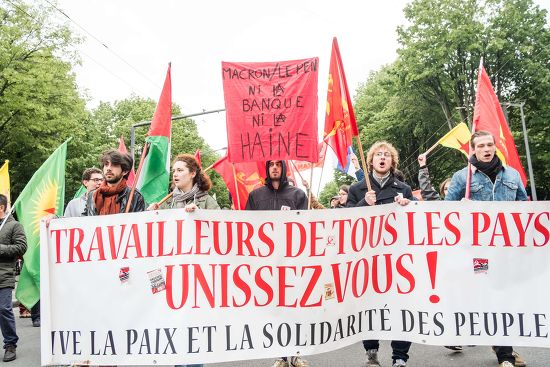 People Holding Signs Against Fn During Editorial Stock Photo - Stock ...