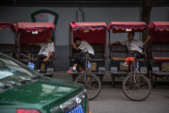 Chinese Cycle Rickshaw Riders Sleep They Editorial Stock Photo - Stock Image | Shutterstock