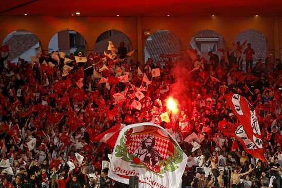 Monaco Supporters Light Flares During Uefa Editorial Stock Photo ...
