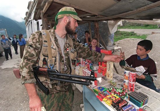 Chechnya Russian Federation Chechen Fighter Presents Editorial Stock ...