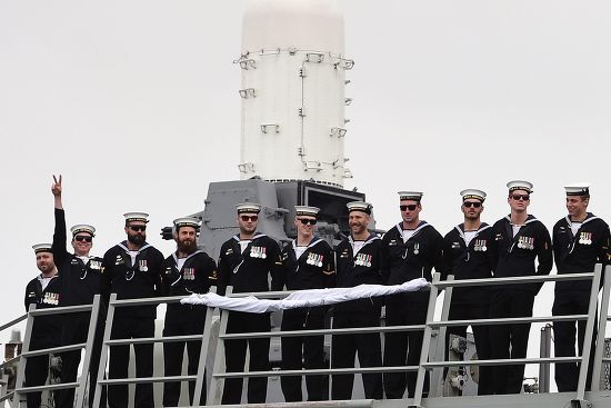 Navy Personnel Seen Lining Decks Royal Editorial Stock Photo - Stock ...