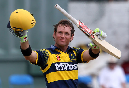 Colin Ingram Glamorgan Acknowledges His Century Editorial Stock Photo ...