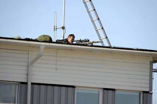 Policeman Takes Position On Roof Arlanda Editorial Stock Photo - Stock ...