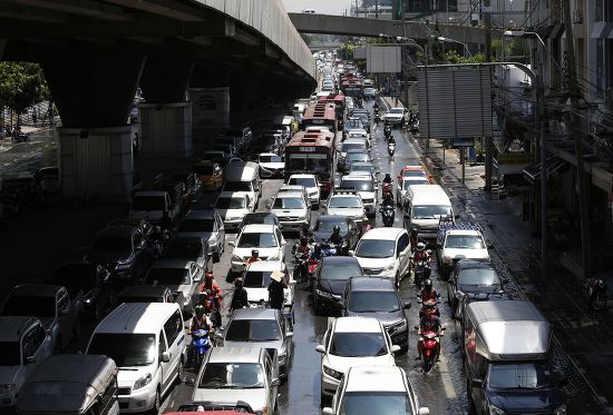 Queues Cars Sit Long Traffic Jam Editorial Stock Photo - Stock Image ...