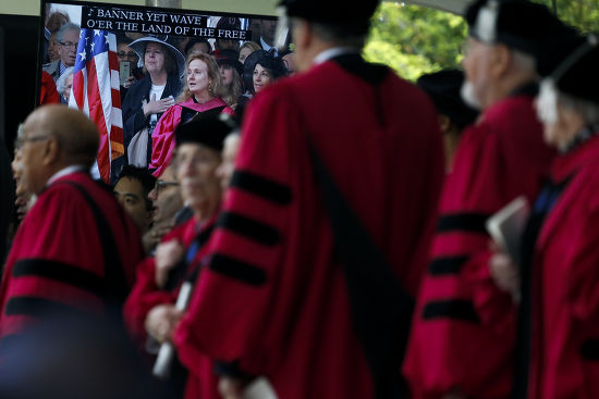 Commencement Exercises Begin National Anthem Harvard Editorial Stock ...
