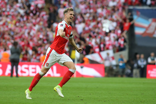 Arsenals Rob Holding Celebrates Final Whistle Editorial Stock Photo ...