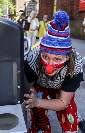 Protester Disguised Clown Hides Behind Garbage Editorial Stock Photo ...