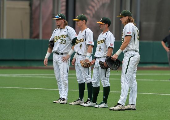 Baylor Infielders Look On During Pitching Editorial Stock Photo - Stock ...