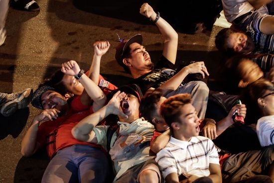 Filipino Activists Lie On Ground Shout Editorial Stock Photo - Stock ...