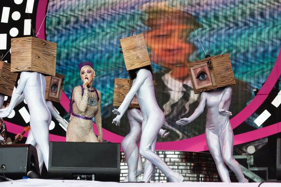 Katy Perry Performing On Pyramid Stage Editorial Stock Photo - Stock ...