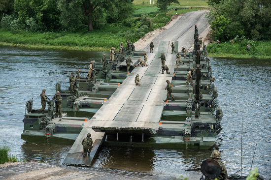 Military Engineers Put Pontoon Bridge Water Editorial Stock Photo ...