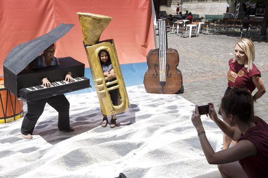 Spectators Pose Cardboard Instruments Photo During Editorial Stock ...