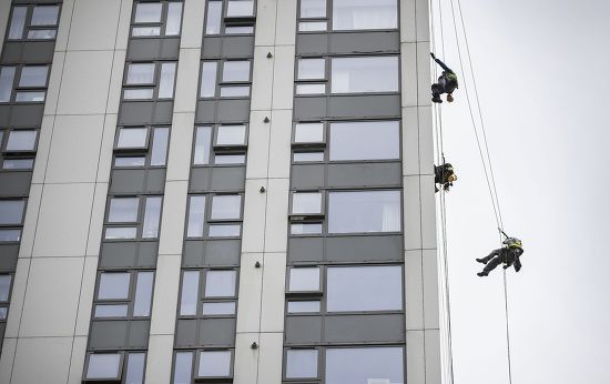 Specialists Abseil Down Face Bray Tower Editorial Stock Photo - Stock ...