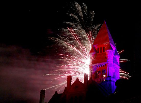 Fireworks Light Sky Behind Old Historic Editorial Stock Photo - Stock ...