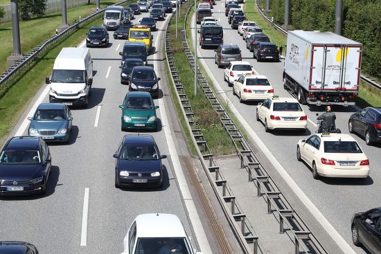 Cars Stuck Traffic Jam On Motor Editorial Stock Photo - Stock Image ...