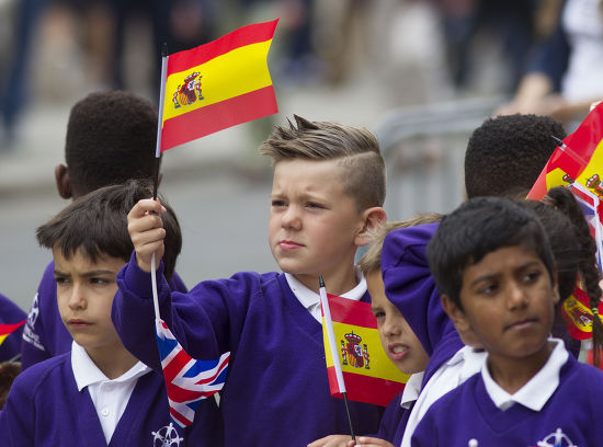 Children Wave Flags They Wait Arrival Editorial Stock Photo - Stock ...