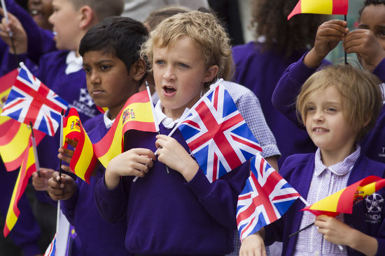 Children Wave Flags They Wait Arrival Editorial Stock Photo - Stock ...