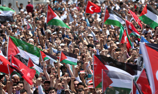 People Hold Turkish Palestinian Flags During Editorial Stock Photo ...