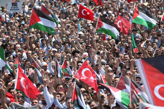 People Hold Turkish Palestinian Flags During Editorial Stock Photo ...