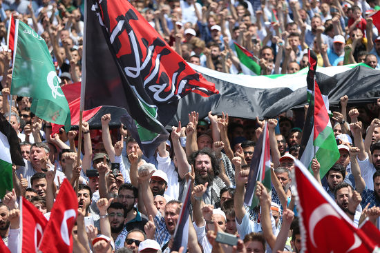 People Hold Turkish Palestinian Flags During Editorial Stock Photo ...