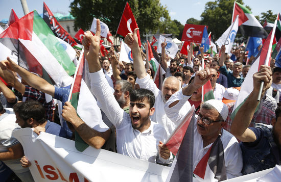 People Hold Turkish Palestinian Flags During Editorial Stock Photo ...