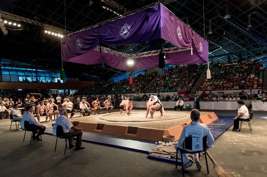 Participants Compete Sumo Battles During World Editorial Stock Photo ...