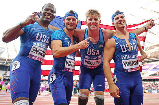 Usa Relay Team Celebrate Winning Gold Editorial Stock Photo - Stock ...