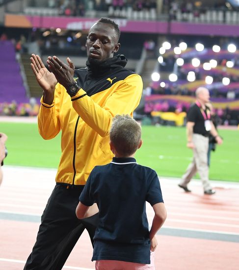 Usain Bolt Speaks Boy Who Jumps Editorial Stock Photo - Stock Image ...