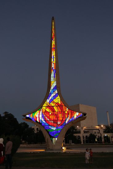 Sword Damascus Monument Illuminated Umayyad Square Editorial Stock ...