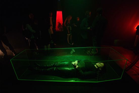 Visitor Lies Lit Neon Green Coffin Editorial Stock Photo - Stock Image ...