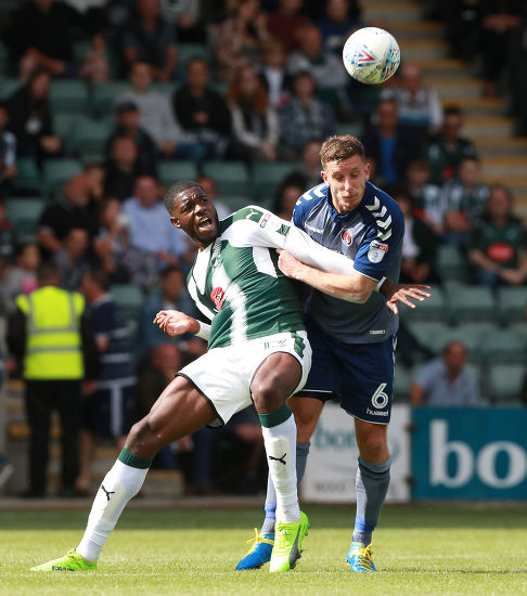 Plymouths Nathan Blissett Challenges Ariel Ball Editorial Stock Photo ...