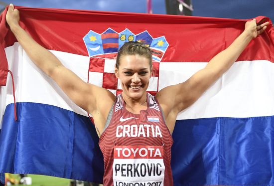 Gold Medalist Sandra Perkovic Croatia Celebrates Editorial Stock Photo ...