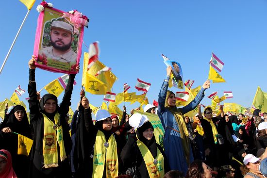 Supporters Hezbollah Wave Hezbollah Lebanese Flags Editorial Stock ...