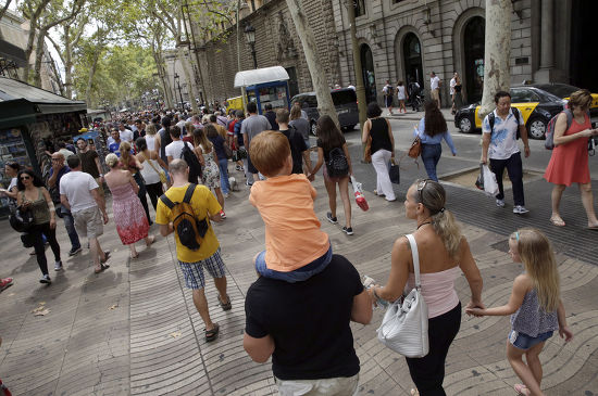 People Stroll On La Rambla Boulevard Editorial Stock Photo - Stock ...
