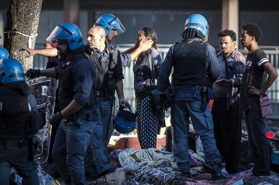 Policeman Intervenes Comfort Crying Woman About Editorial Stock Photo ...