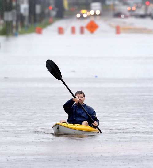 Daniel Applegate Canoes East Along Flooded Editorial Stock Photo ...