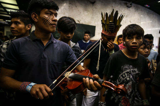 Indigenous Man Plays Violin Entrance Presidential Editorial Stock Photo ...